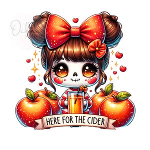 Here for the Cider PNG, Cute Autumn Skeleton Clipart, Apple Cider ...