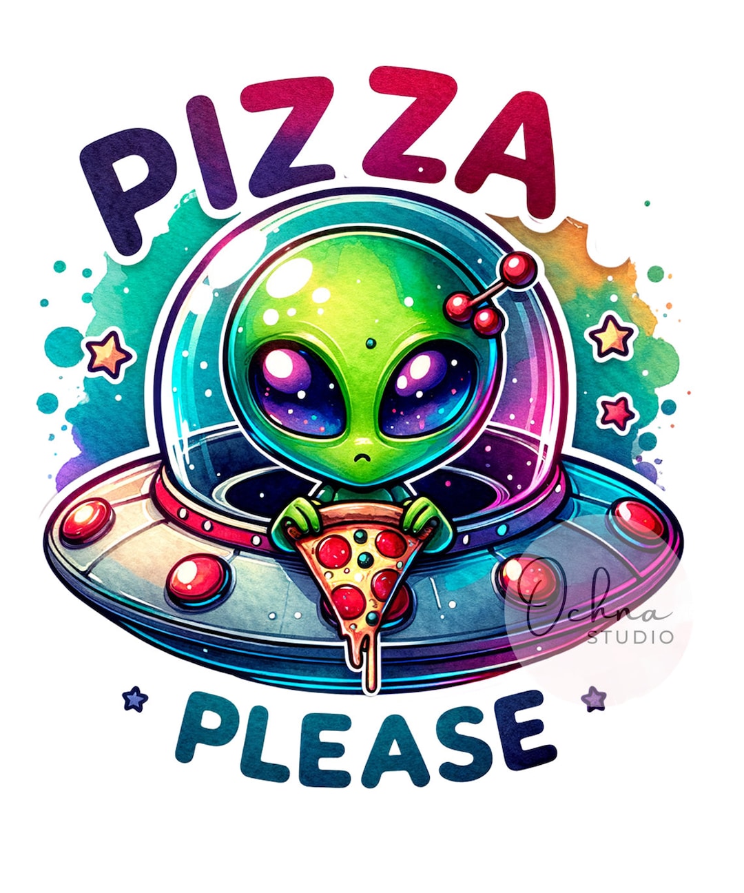 Alien Pizza Abduction Clipart, Funny Clipart, Trippy Alien Clipart ...