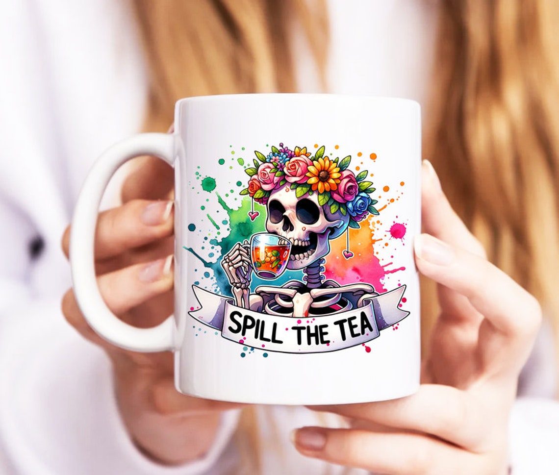 Spill the Tea PNG, Skeleton Clipart, Snarky Skeleton Clipart, Spooky ...