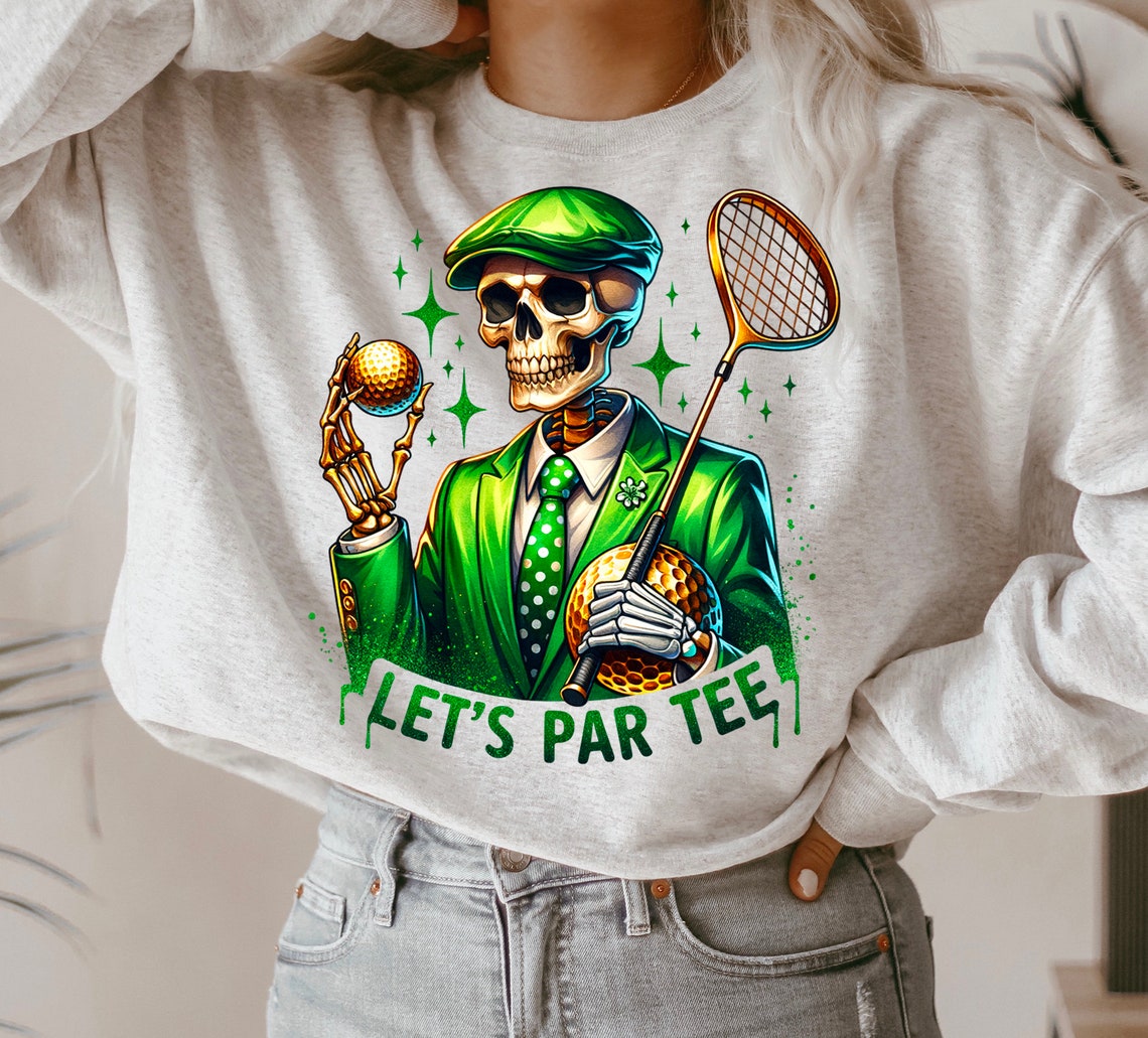 Let's Par Tee Clipart, Golf PNG, Spooky Golfer, Skeleton Golfing, Retro ...