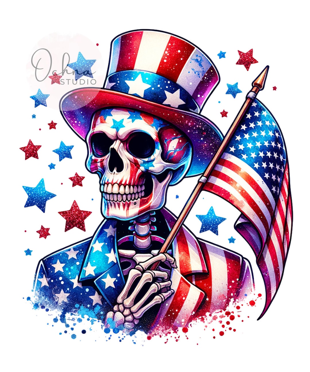 Patriotic Skeleton PNG, 4th of July Skeleton Clipart, July 4th ...