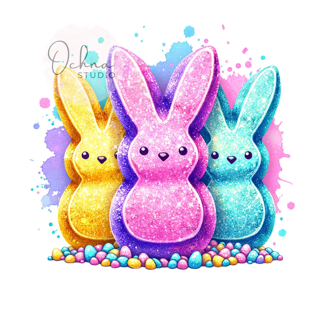Glitter Easter Peeps, Easter Bunny Clipart, Cute Bunnies PNG, Easter ...