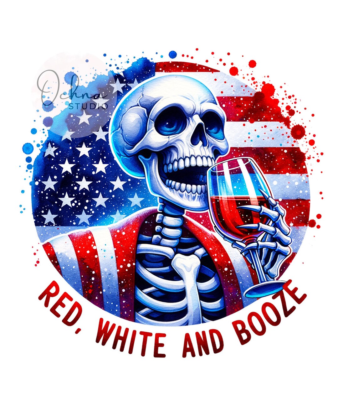 Red White and Booze PNG, Patriotic Skeleton PNG, 4th of July Skeleton ...