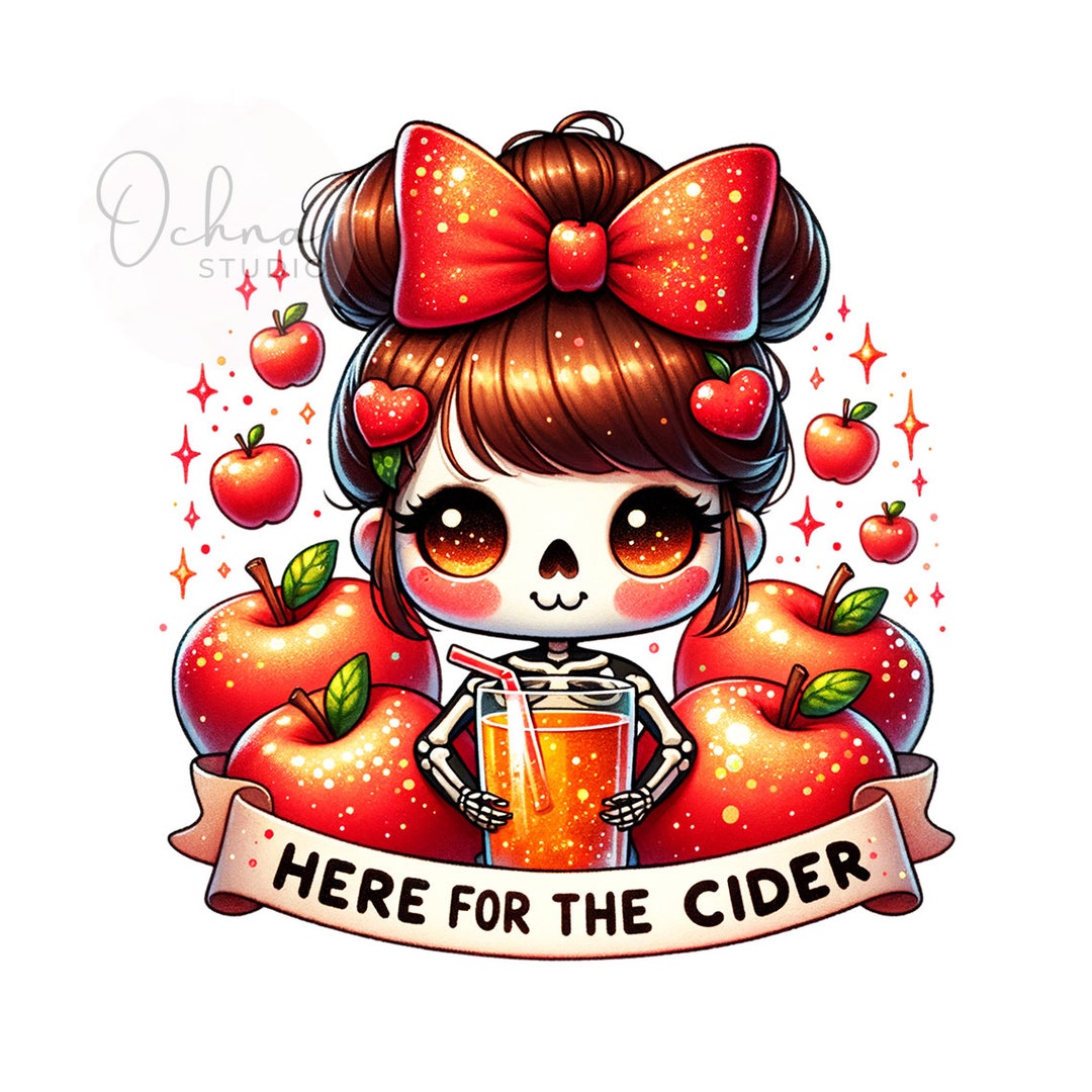 Here for the Cider PNG, Cute Autumn Skeleton Clipart, Apple Cider ...