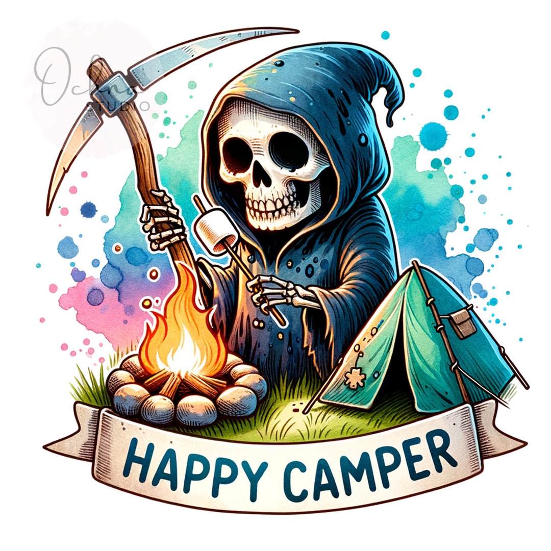 Happy Camper PNG, Grim Reaper, Camper Png, Snarky Skeleton Png, Camp ...