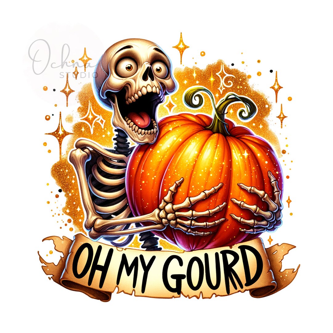 Oh My Gourd PNG, Skeleton Pumpkin Clipart, Halloween Png, Spooky Fall ...