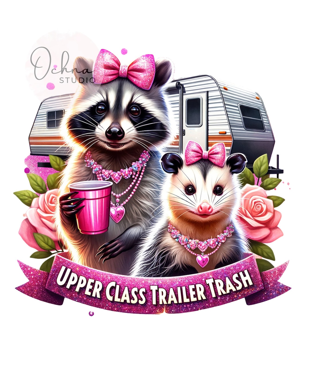 Upper Class Trailer Trash PNG, Funny Raccoon and Opossum Clipart ...
