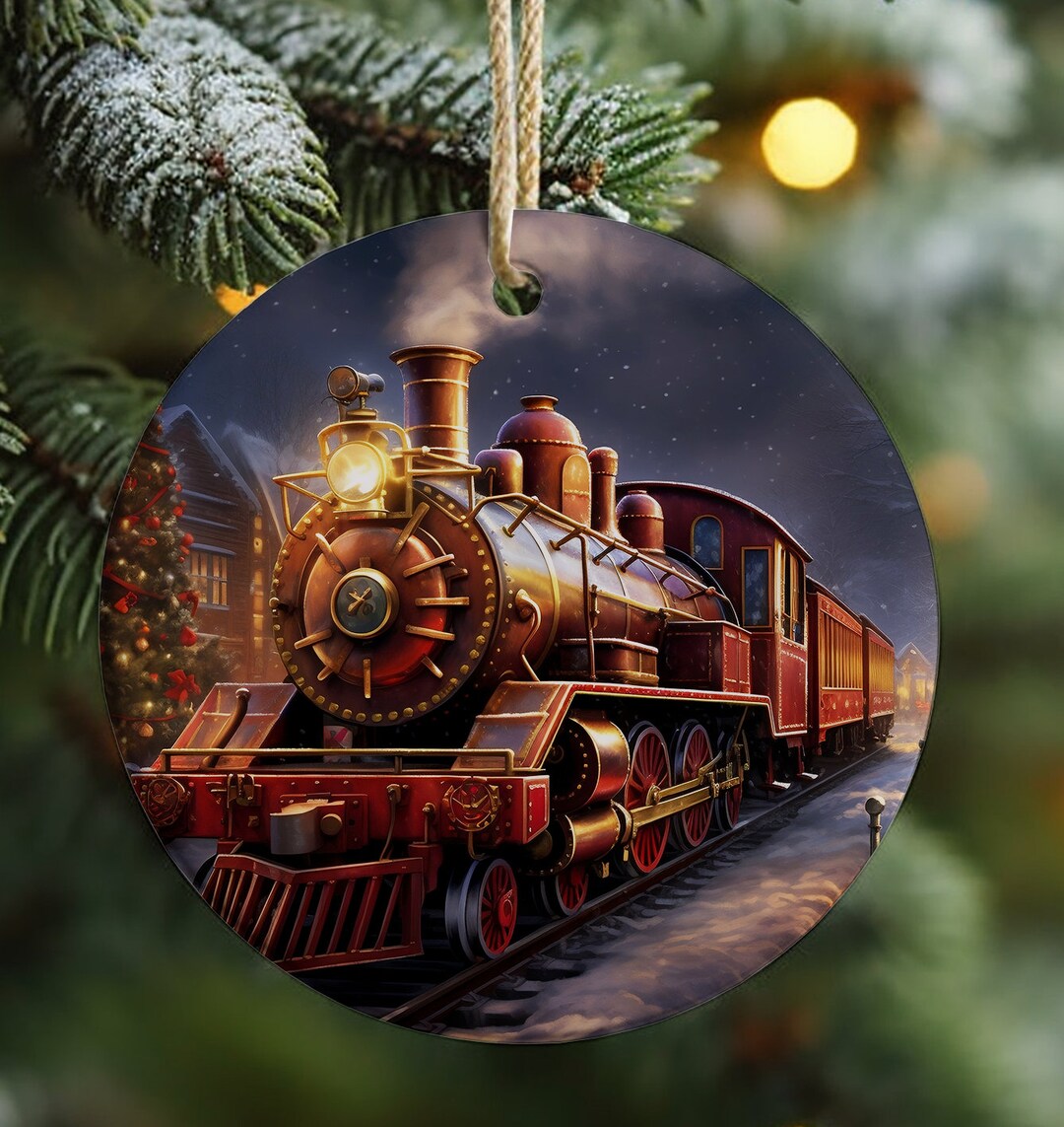 Red Christmas TRAIN Ornament Sublimation, 3D Train Ornament, Christmas ...