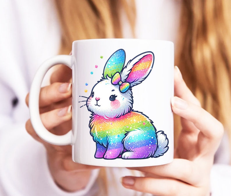 Rainbow Easter Bunny Clipart, Glitter Easter Bunny, Cute Bunnies PNG ...