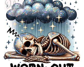 Exhausted PNG, Snarky Skeleton Clipart, Funny Tired Skeleton, Spooky ...