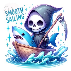 Smooth Sailing PNG, Shark Clipart, Grim Reaper Png, Skeleton PNG ...