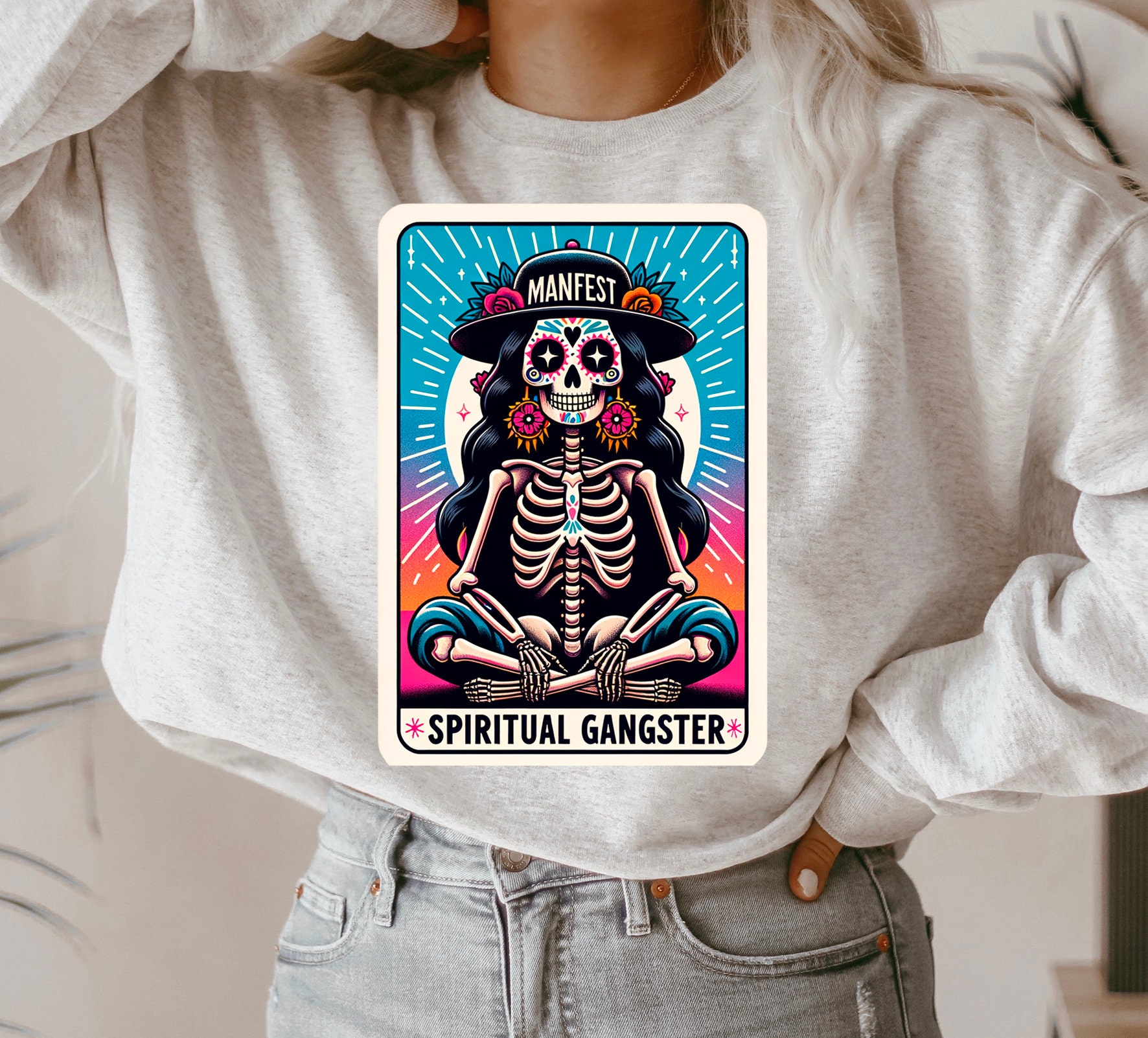 The Spiritual Gangster Funny Tarot Card PNG, Sarcastic Sweary Skeleton ...