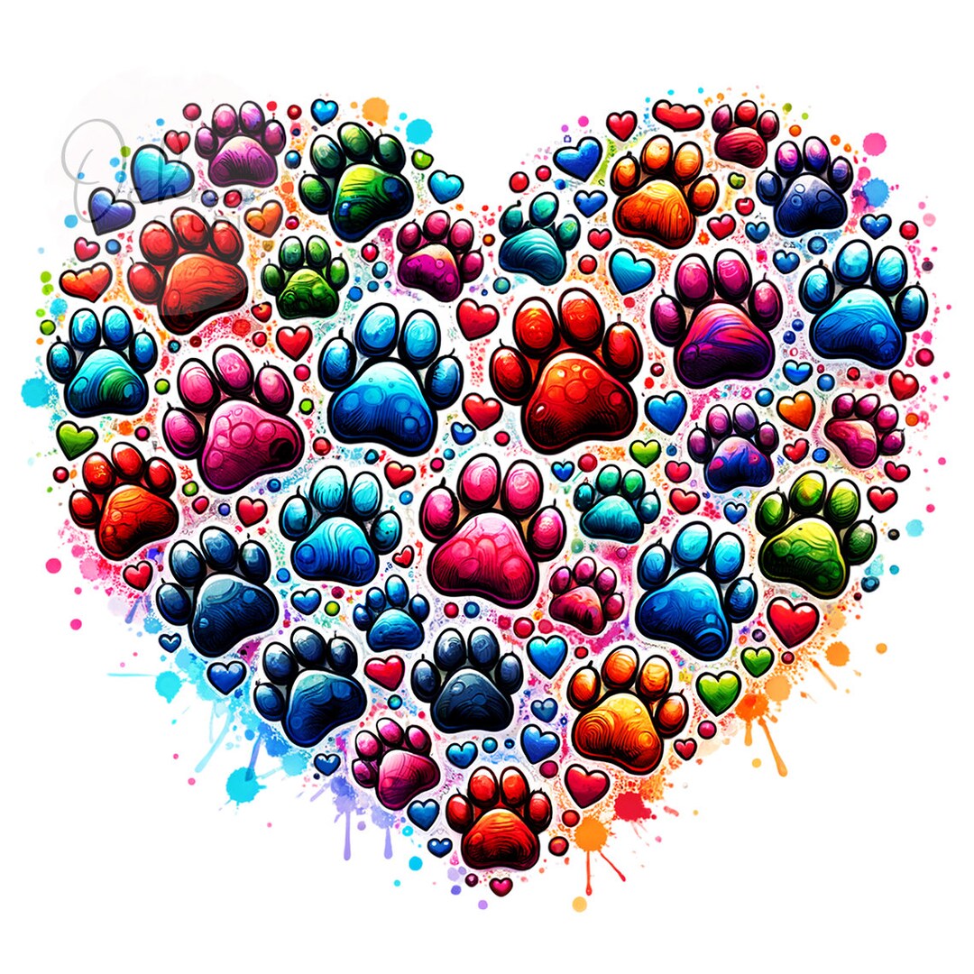 Colorful Paws PNG, Dog PNG, Colorful Png, Paw Png, Heart Png, Dog Mama ...