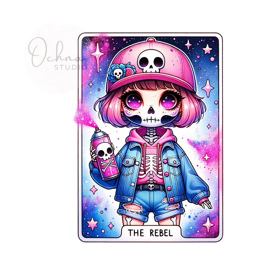 The Rebel Tarot Card PNG, Snarky Punk Skeleton PNG, Punk Png, Sarcastic ...