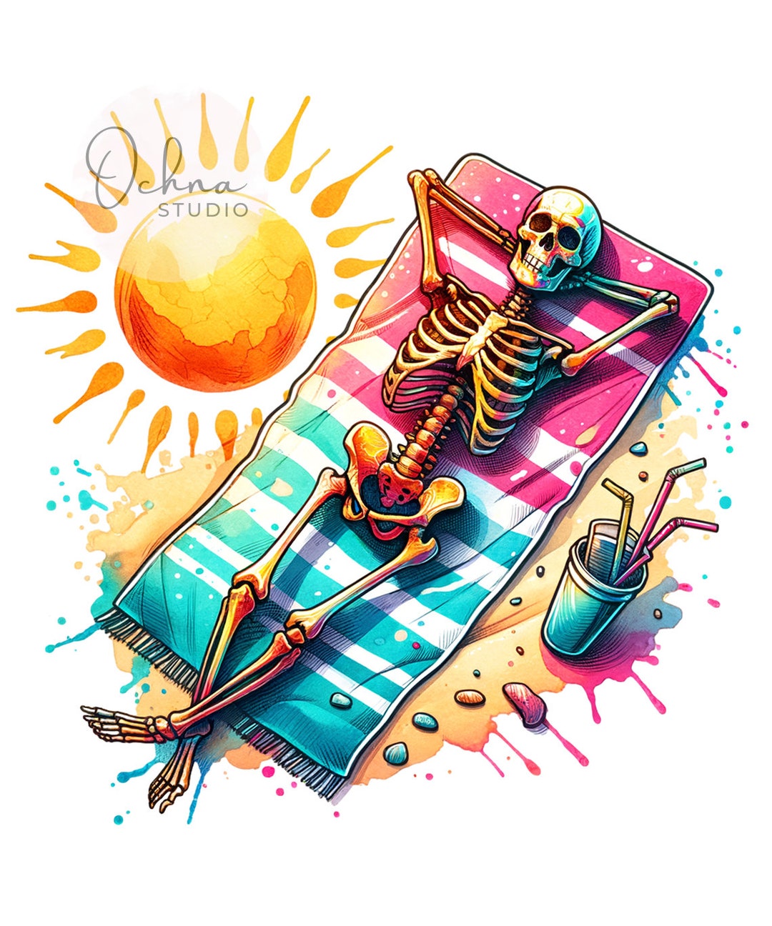 Fueled by Sunshine PNG, Beach Skeleton Clipart, Sarcastic PNG, Summer ...