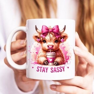Stay Sassy Highland Cow PNG, Snarky Heifer Cow Clipart, Moody, Coffee ...