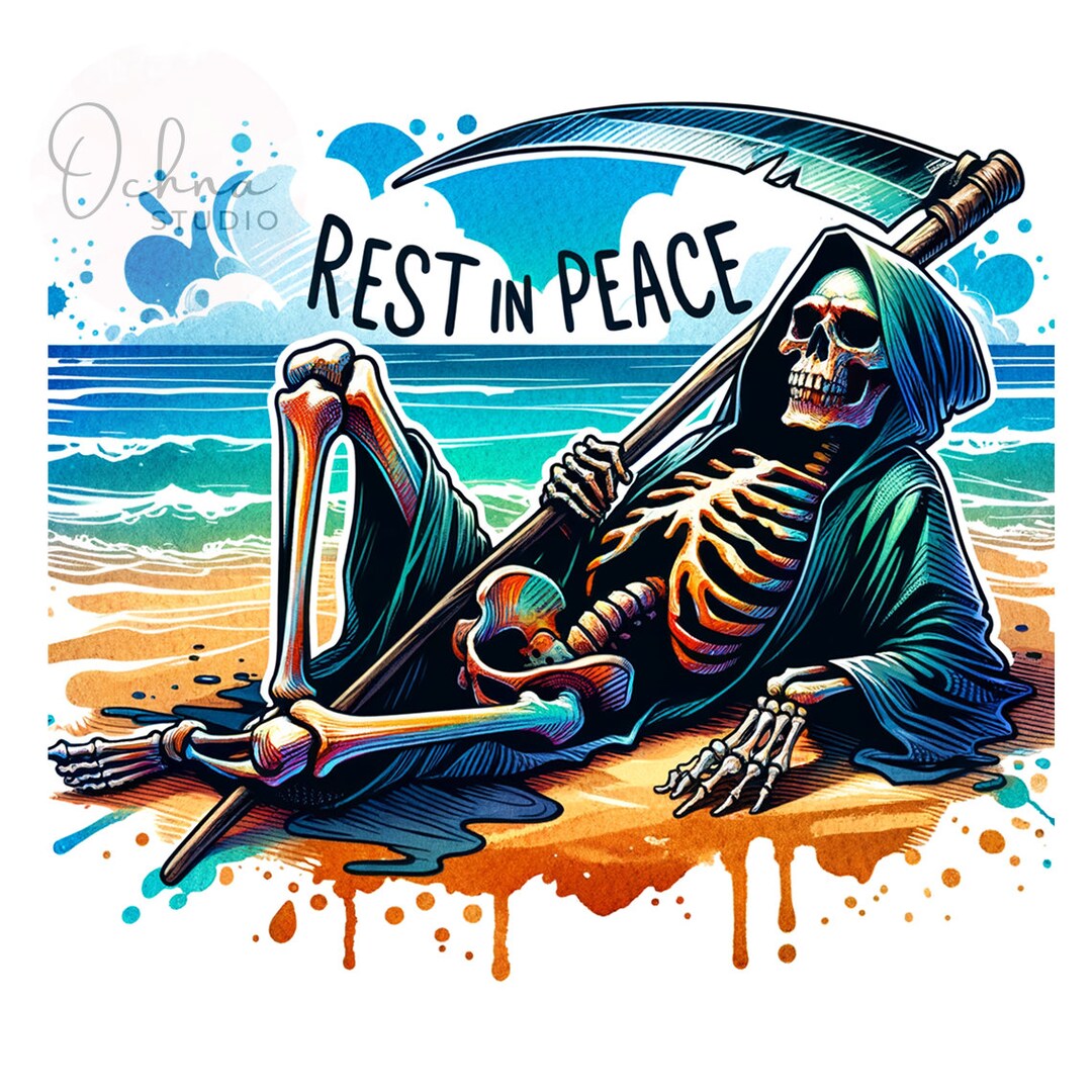 Rest in Peace PNG, Beach Skeleton Clipart, Sarcastic PNG, Snarky ...