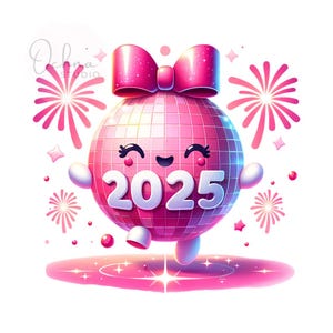 2025 PNG, Happy New Year PNG, Pink Ribbon 2025 Png, Happy New Year 2025 ...