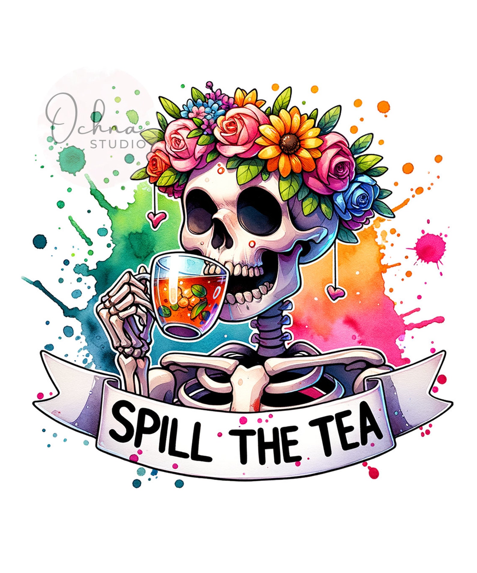 Spill the Tea PNG, Skeleton Clipart, Snarky Skeleton Clipart, Spooky ...