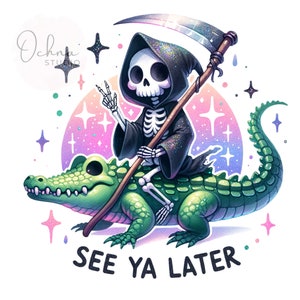Alligator PNG, See Ya Later Alligator PNG, Snarky Skeleton, Alligator ...