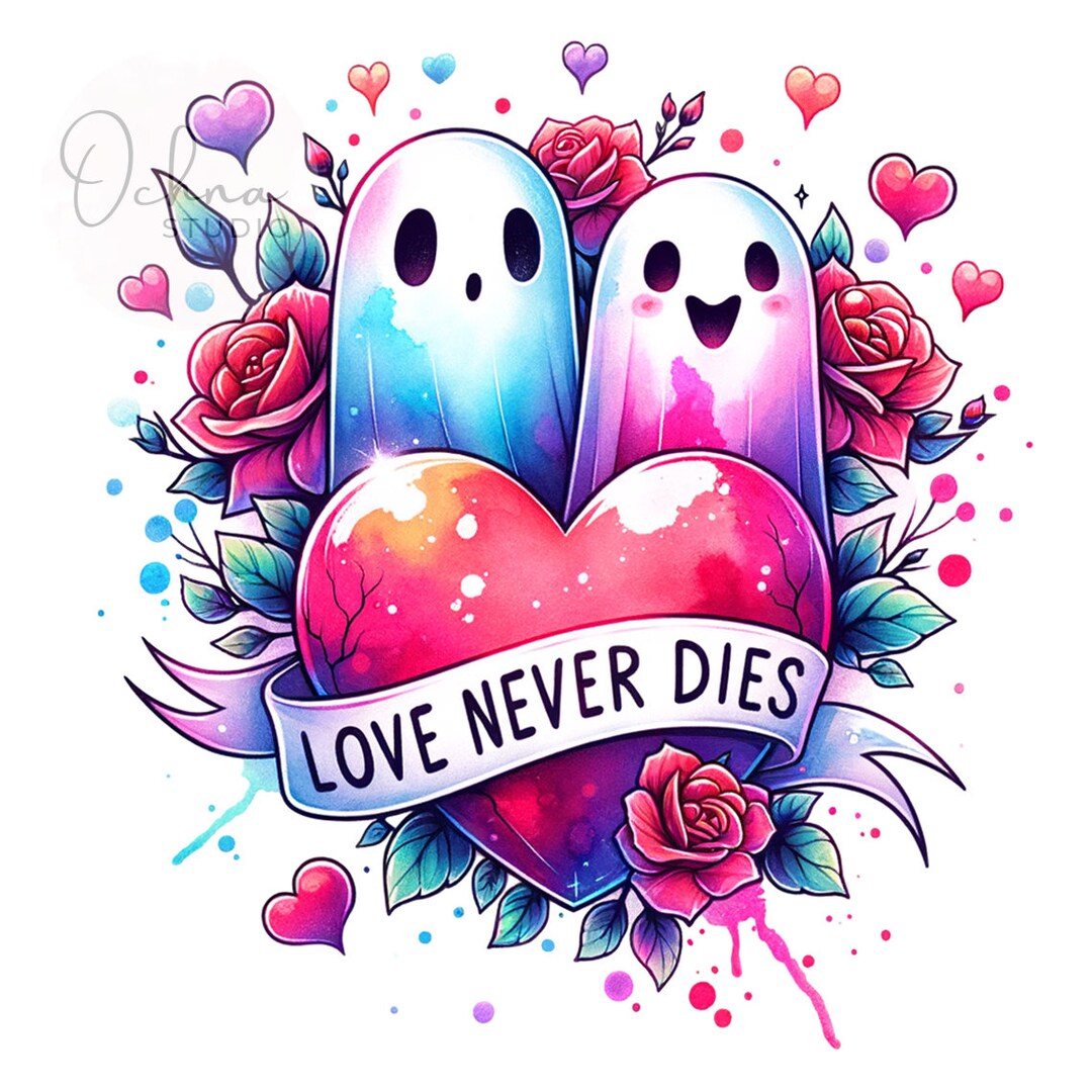 Love Never Dies PNG, Valentine's Ghost Clipart, Cute Ghost Png, Funny ...