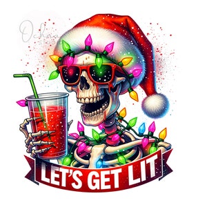 Lets Get Lit PNG, Christmas Skeleton, Christmas Lights Png, Christmas ...