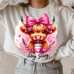 Stay Sassy Highland Cow PNG, Snarky Heifer Cow Clipart, Moody, Coffee ...