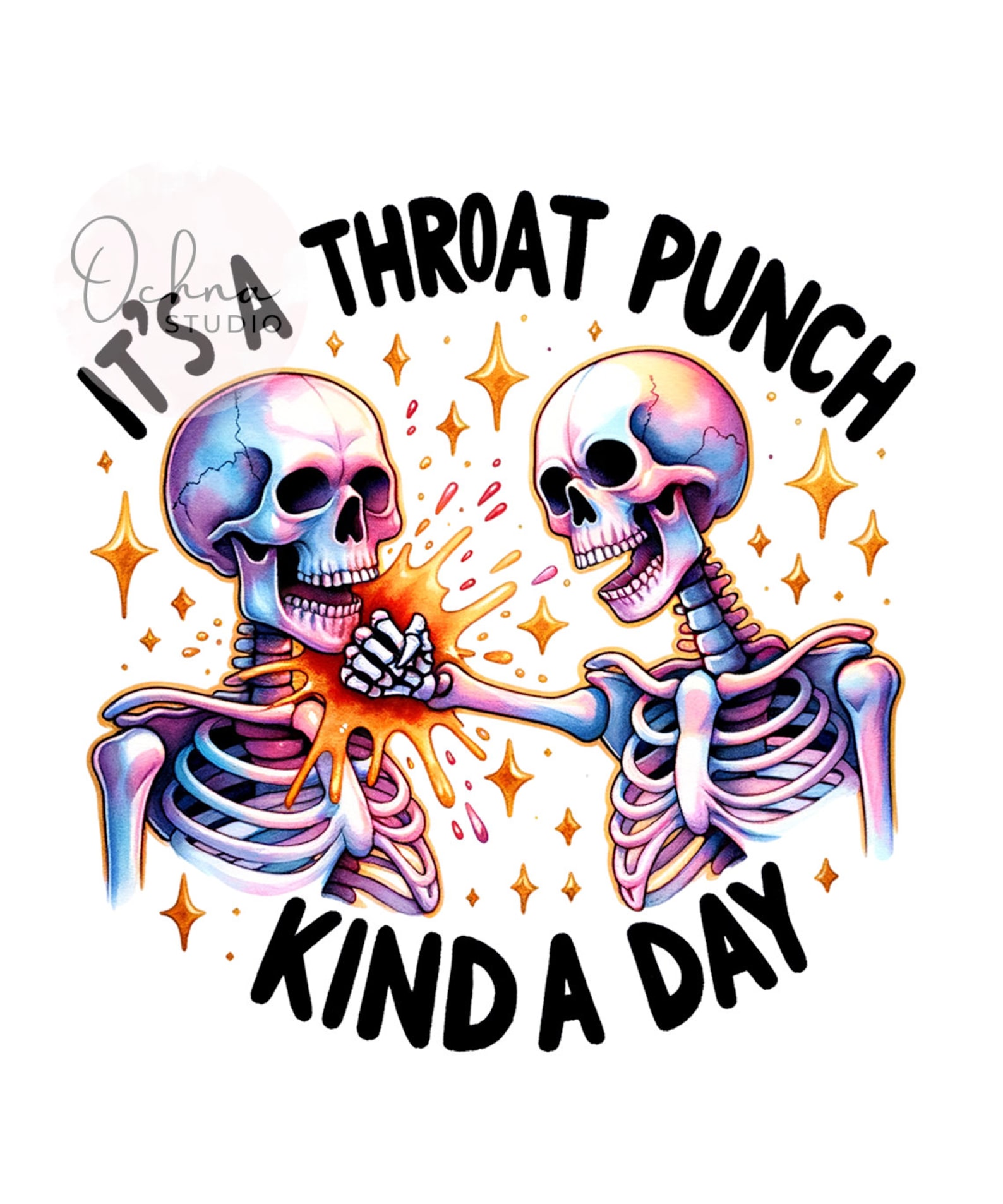 It's a Throat Punch Kinda Day Clipart, Sarcastic Skeleton, Funny Snarky ...