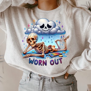 Worn Out PNG, Exhausted, Snarky Skeleton Clipart, Funny Tired Skeleton ...
