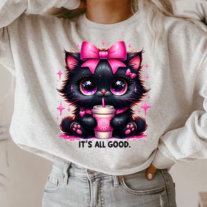 It's All Good PNG, Im Fine Cat Clipart, Whimsical Quirky Cat, Cat PNG ...