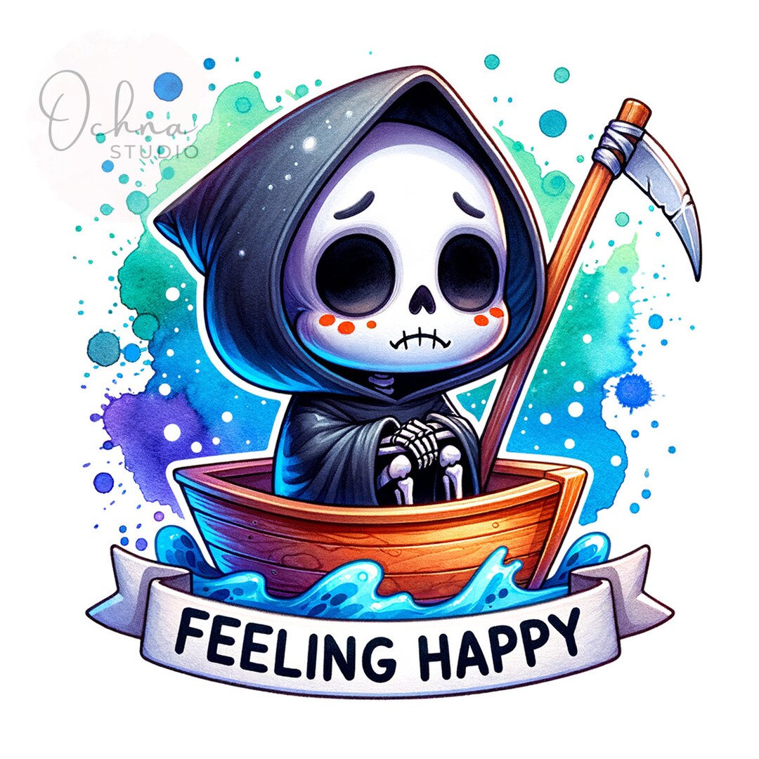Feeling Happy PNG, Grim Reaper, Boat Png, Snarky Skeleton Png, Beach ...