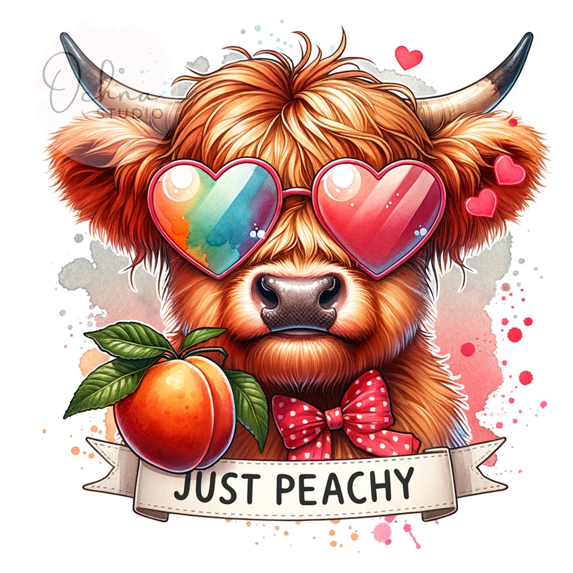 Just Peachy Clipart, Just Peachy Clipart, Highland Cow PNG, Peaches Png ...