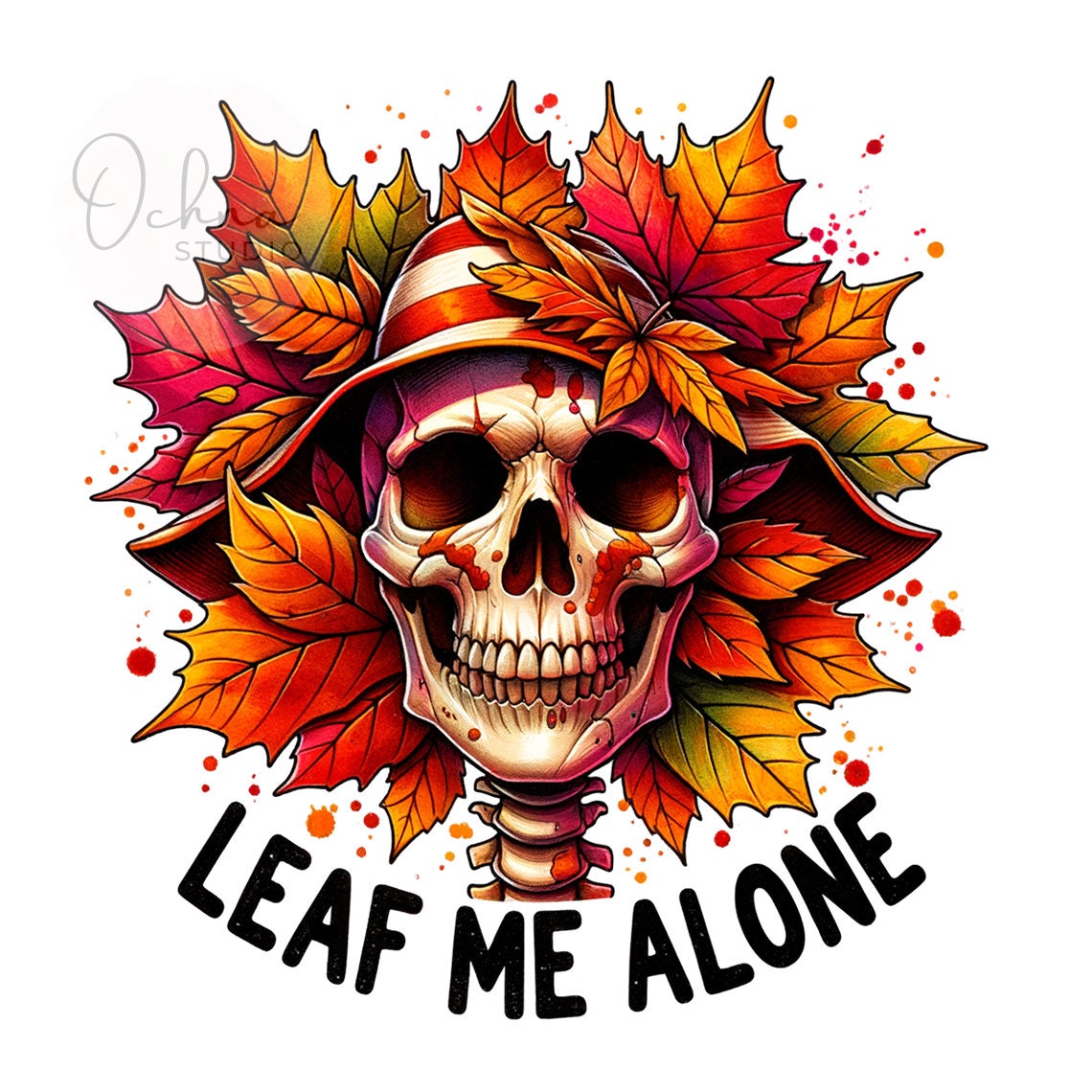 Leaf Me Alone PNG, Spooky Skeleton Clipart, Autumn Leaf Clipart, Falls Png, Halloween Png ...