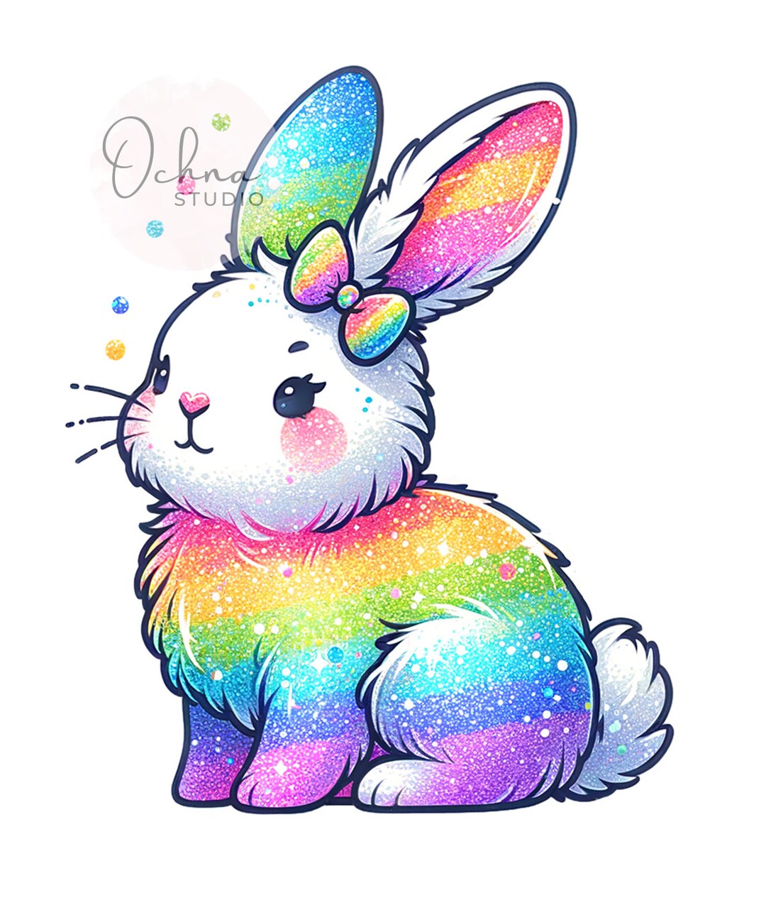 Rainbow Easter Bunny Clipart, Glitter Easter Bunny, Cute Bunnies PNG ...