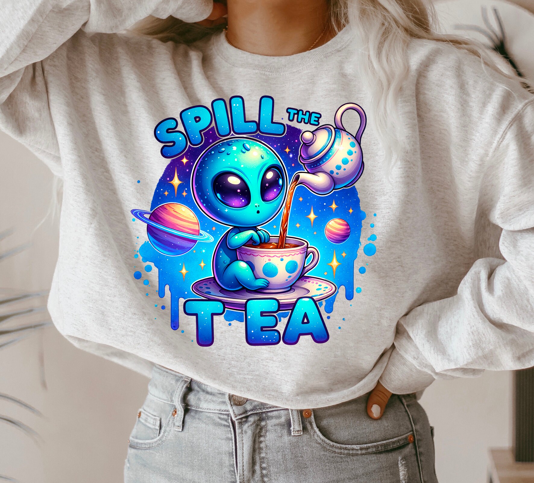 Spill the Tea PNG, Funny Grim Reaper Clipart, Alien Tea Pot Png, Blue ...