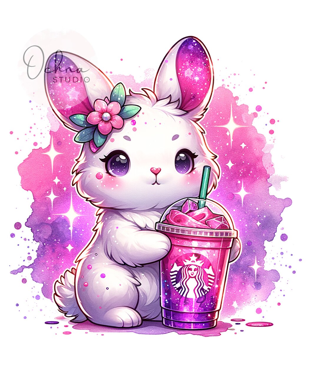 Pink Bunny Clipart, Bunny With Milkshake, Cute Bunnies PNG, Easter ...