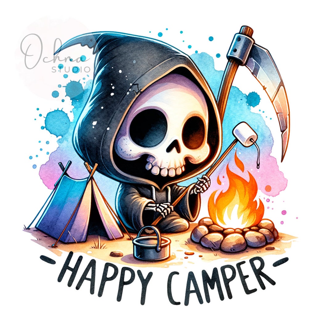 Happy Camper PNG, Grim Reaper, Camper Png, Snarky Skeleton Png, Camp ...