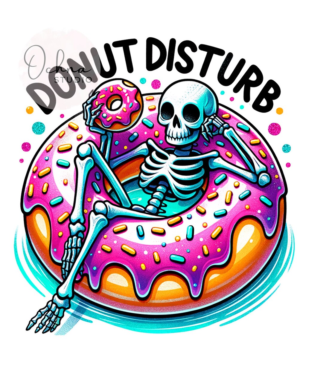 Donut Disturb PNG, Snarky Skeleton Sublimation Design, Pool Float Donut ...