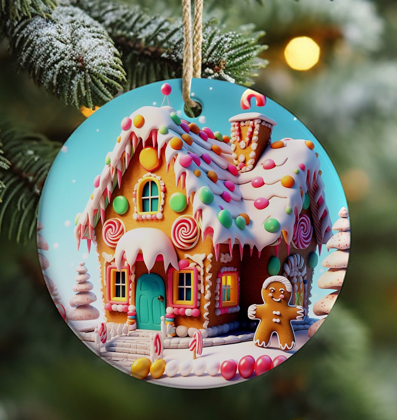 3D Christmas Gingerbread Man House Ornament Sublimation 3D - Etsy