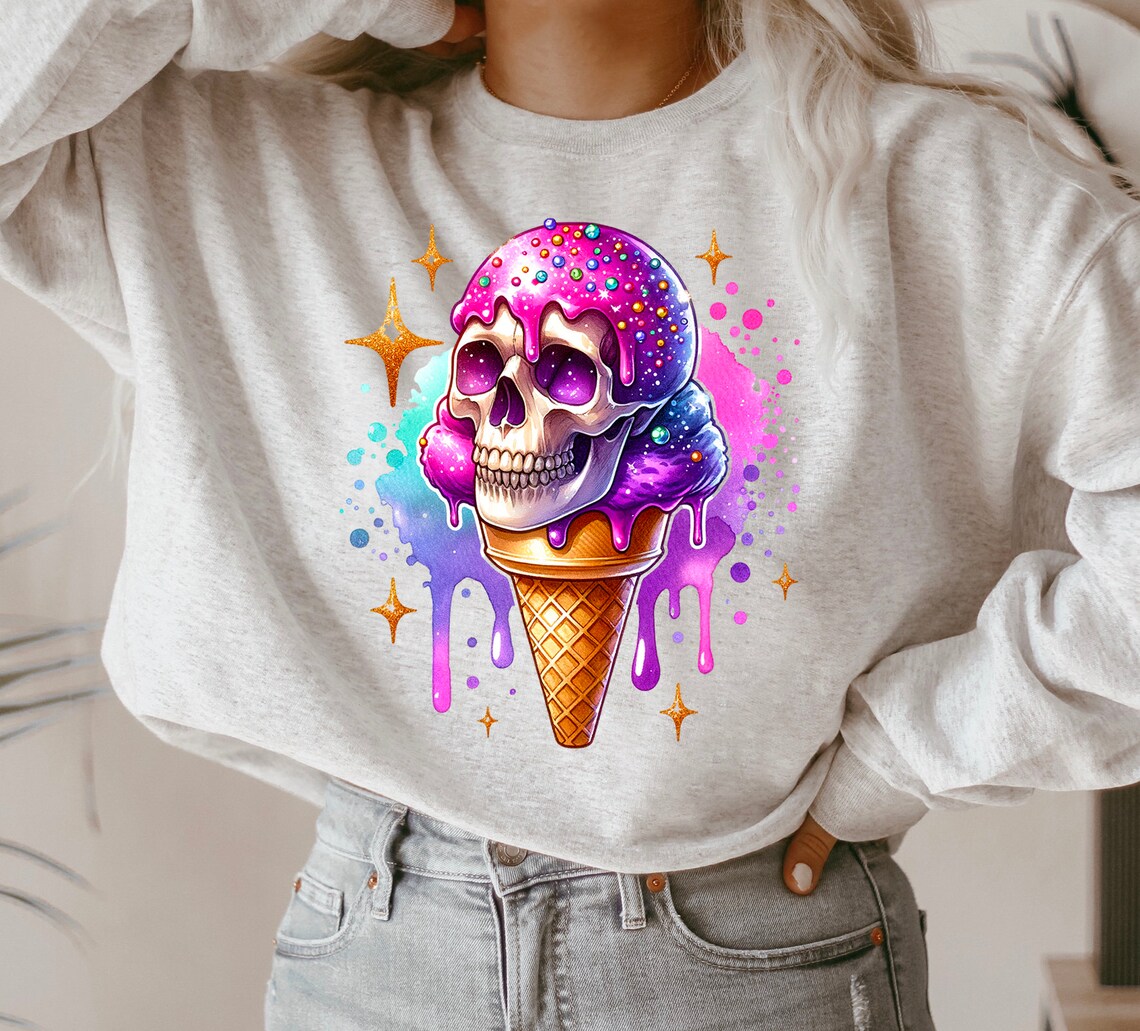 Ice Cream PNG, Summer Vibes Clipart, Ice Cream Skeleton Skull, Rainbow ...