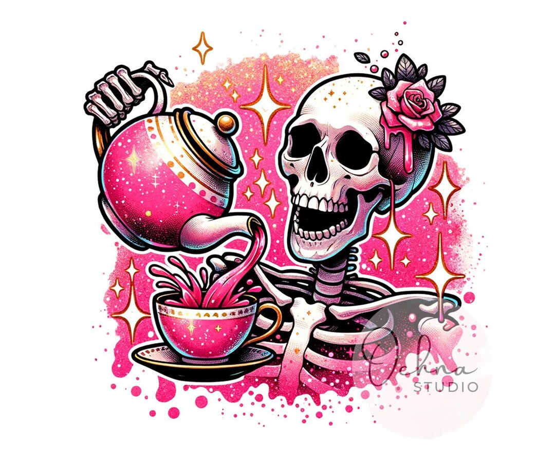 Spill the Tea PNG, Snarky Skeleton Clipart, Funny Skeleton Png, Spooky ...