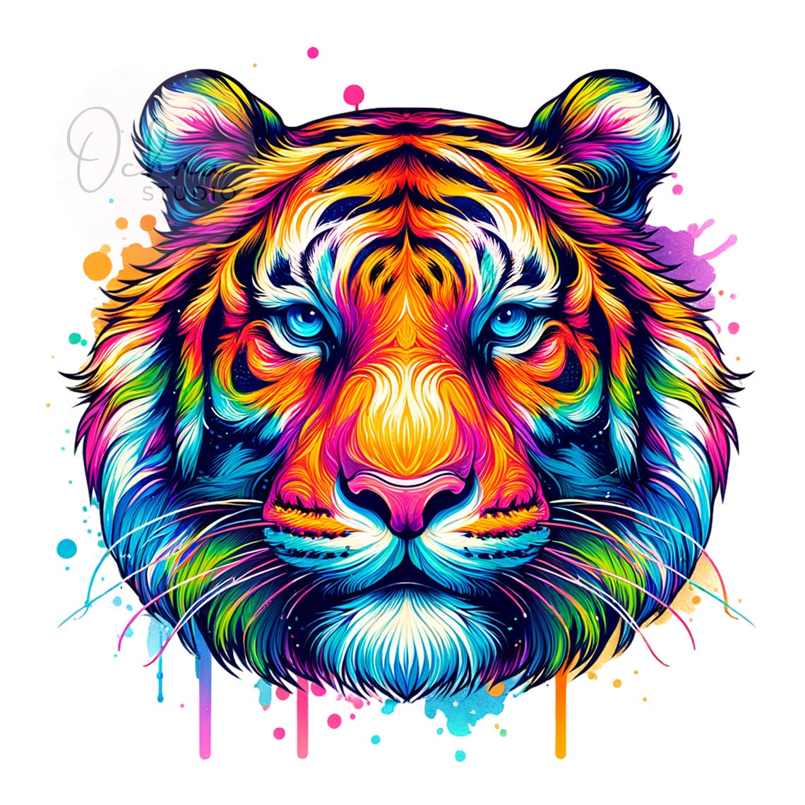 Tiger PNG, Colorful Neon, Tiger Face, Tiger Clipart, Mascot Png, Sport ...
