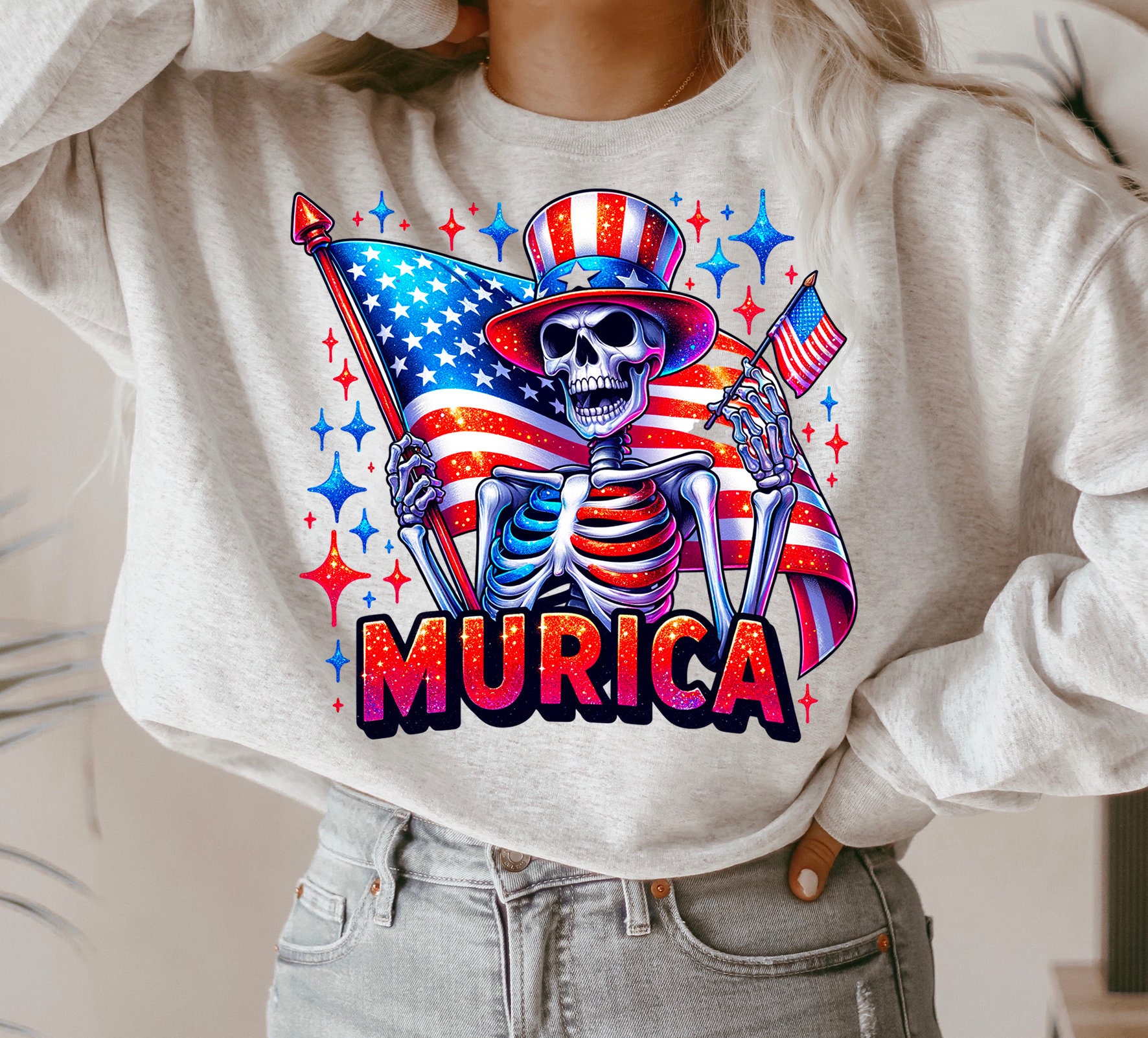 Murica PNG, Patriotic Skeleton PNG, 4th of July Skeleton, July 4th ...