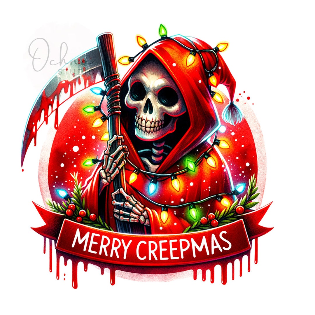 Merry Creepmas PNG, Christmas Skeleton, Spooky Christmas PNG, Christmas ...