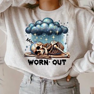 Worn Out PNG, Exhausted, Snarky Skeleton Clipart, Funny Tired Skeleton ...