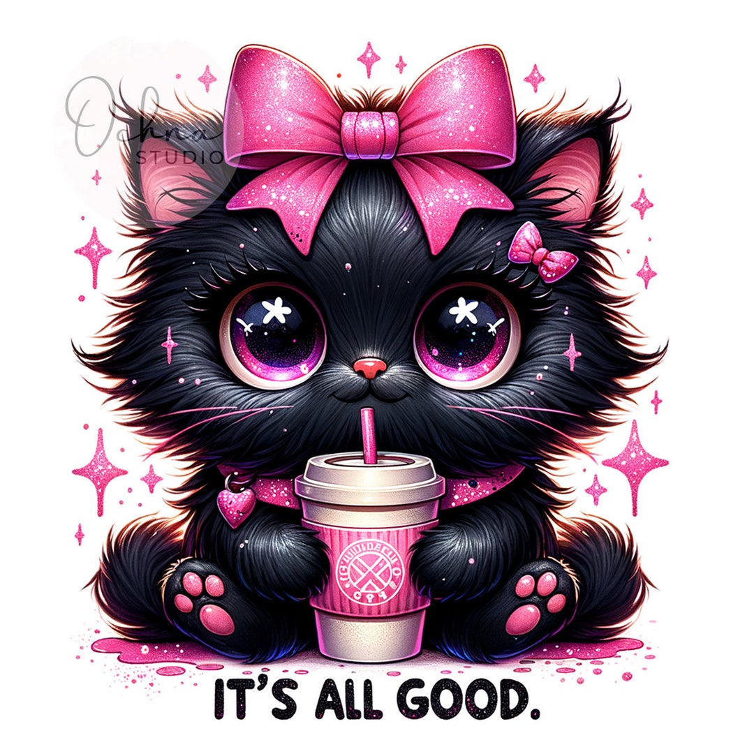 It's All Good PNG, Im Fine Cat Clipart, Whimsical Quirky Cat, Cat PNG ...