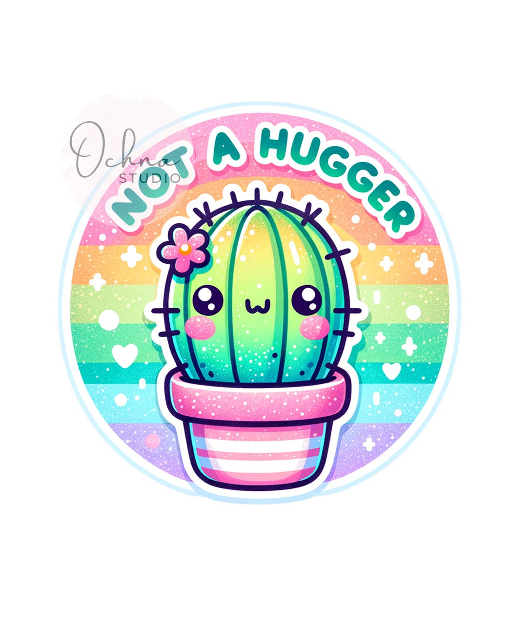 Not a Hugger PNG, Not a Hugger Clipart, Cactus Sublimation PNG, Rainbow ...