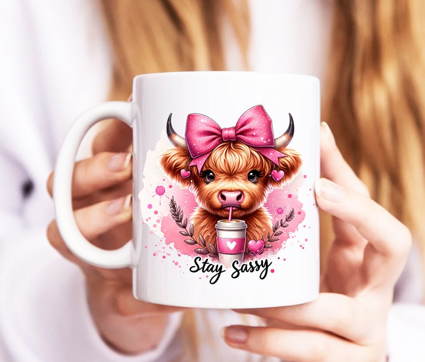 Stay Sassy Highland Cow PNG, Snarky Heifer Cow Clipart, Moody, Coffee ...