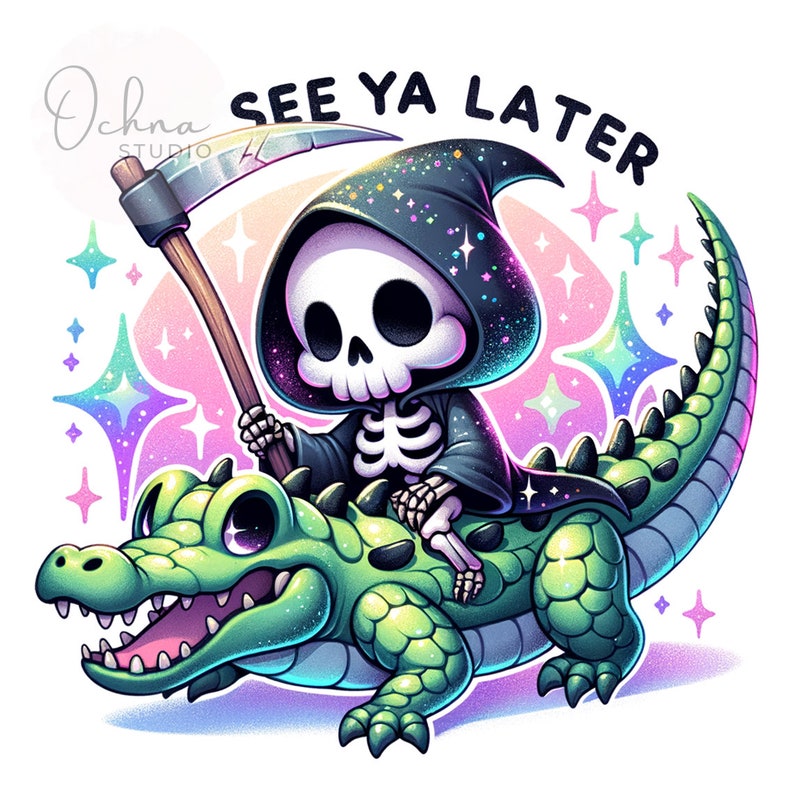 Alligator PNG, See Ya Later Alligator PNG, Snarky Skeleton, Alligator ...