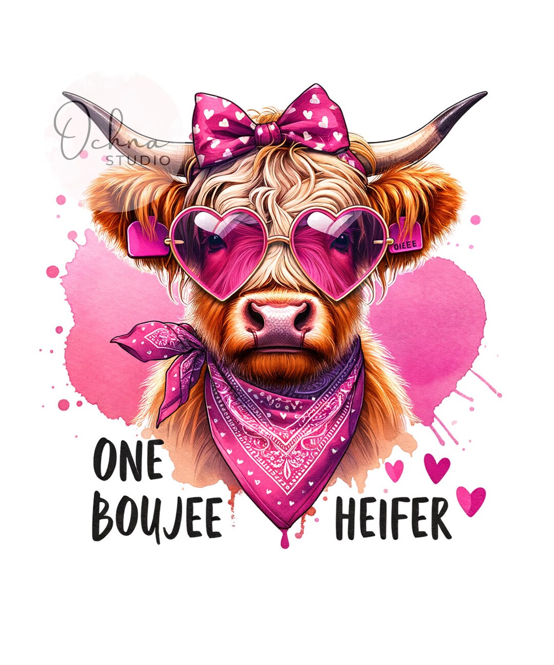 One Boujee Heifer PNG, Funny Highland Cow Clipart, Highland Cow PNG ...